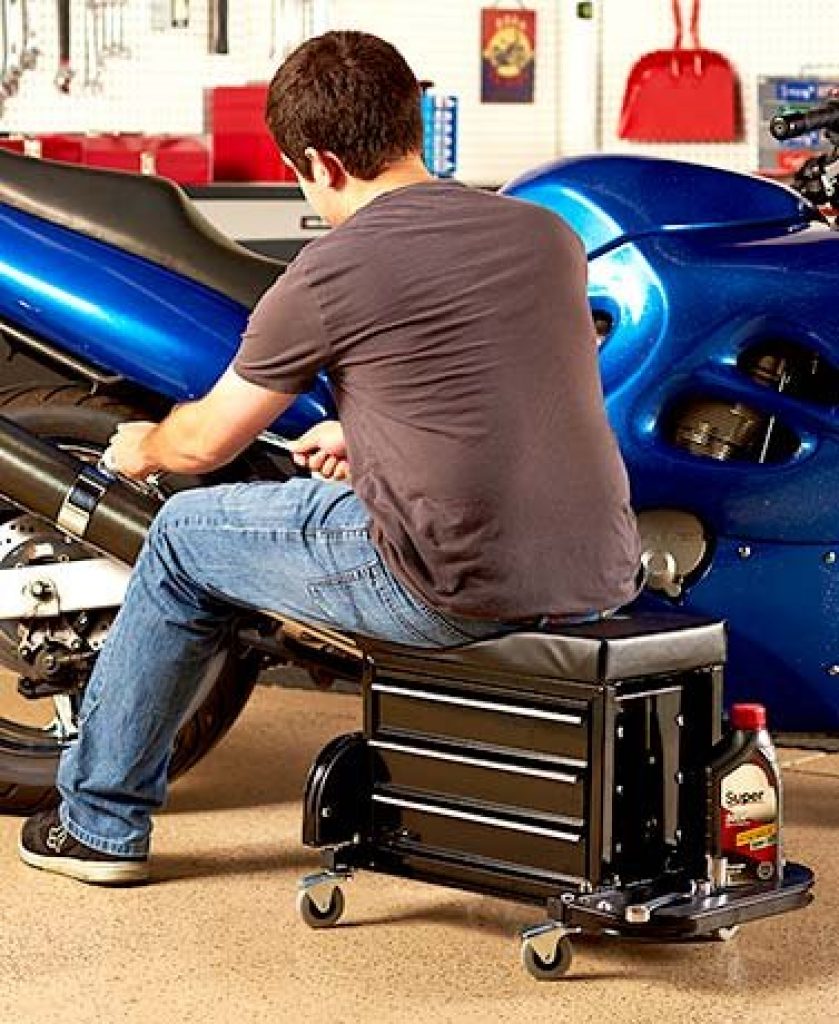 Rolling Work Seat with Built-In Toolbox – Itempusher